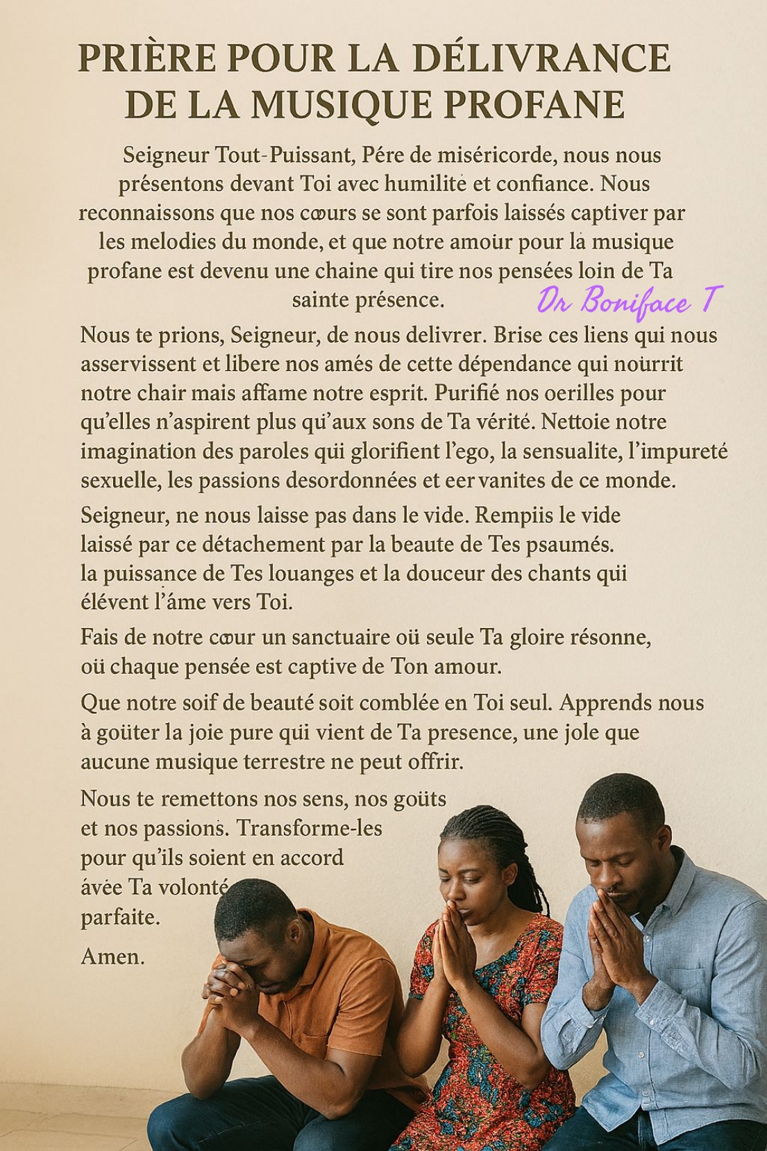 PRIÈRE POUR LA DÉLIVRANCE DE LA MUSIQUE PROFANE - INSTITUT BIBLIQUE ET ...